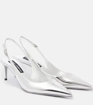 Dolce & Gabbana Metallic Leather Slingback Pumps - Silver
