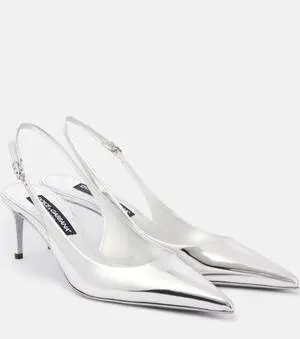 Dolce & Gabbana Dolce&Gabbana Metallic Leather Slingback Pumps Silver