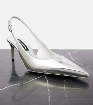 Dolce & Gabbana Metallic Leather Slingback Pumps