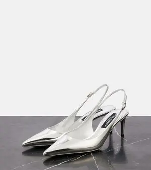Dolce & Gabbana Metallic Leather Slingback Pumps