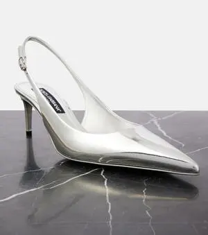 Dolce & Gabbana Metallic Leather Slingback Pumps