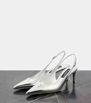 Dolce & Gabbana Metallic Leather Slingback Pumps - Silver