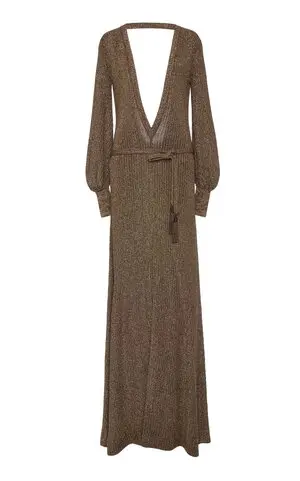 TOM FORD Open-back Ribbed Lurex Gown