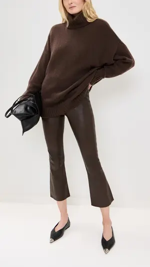 Sprwmn Crop Flare Leather Pants