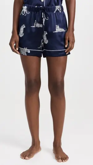 PETITE PLUME Silk Panthere De Nuit Classic Shorts Pajama Set