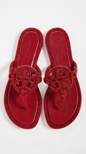 Tory Burch Miller Knotted Pave Sandals - Ruby