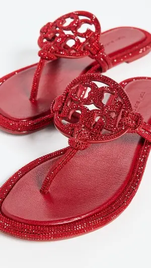 Tory Burch Miller Knotted Pave Sandals - Ruby