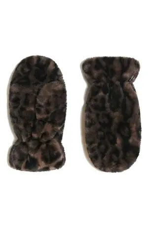 Apparis Faux Fur Mittens - Dark Leopard