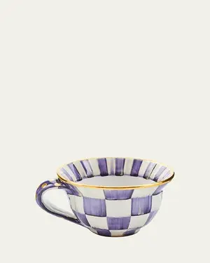 MACKENZIE-CHILDS Violet Check Ceramic Teacup - One-color