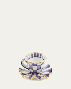 MACKENZIE-CHILDS Violet Check Ceramic Teacup