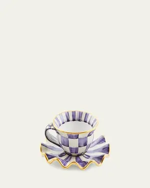 MACKENZIE-CHILDS Violet Check Ceramic Saucer