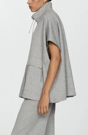 Mango Cotton Blend Fleece Poncho Jacket