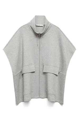 Mango Cotton Blend Fleece Poncho Jacket