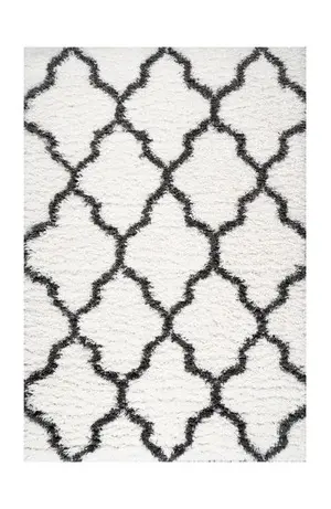 JONATHAN Y Marrakesh Shag Trellis Area Rug - Ivory/charcoal