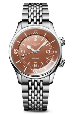 LONGINES Legend Diver Bracelet Watch - Silver/ Rust