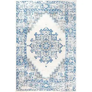 JONATHAN Y Inigo Cottage Medallion Area Rug - Blue/gray
