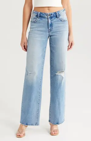 HIDDEN JEANS Distressed Straight Leg Dad Jeans