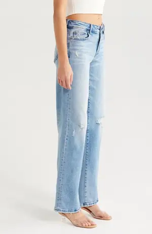 HIDDEN JEANS Distressed Straight Leg Dad Jeans