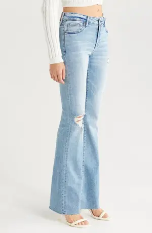 HIDDEN JEANS Ripped Mid-rise Flare Jeans
