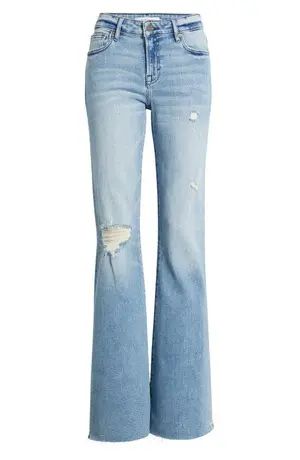 HIDDEN JEANS Ripped Mid-rise Flare Jeans