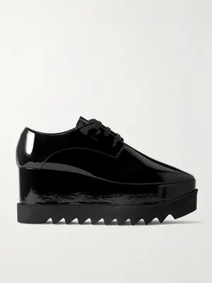 Stella McCartney Elyse Vegetarian Patent-leather Platform Brogues - Black