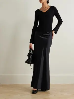 Eterne Bianca Silk-satin Maxi Skirt
