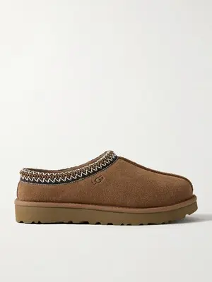 UGG Tasman Embroidered Shearling Slippers - Brown