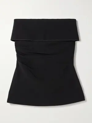 Proenza Schouler Felicity Strapless Layered Ruched Crepe Top - Black