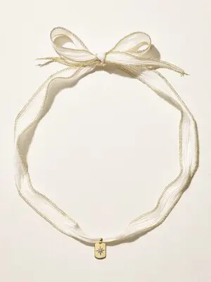 Mizuki 14-karat Diamond And Crepon Necklace - Gold