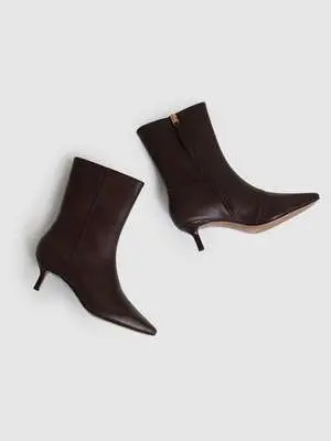 REISS Millie Leather Ankle Boots
