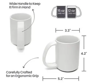 CURVD 15 Oz Mug, Sturdy Material & Wide Handle