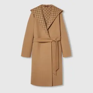 Gucci Reversible Gg Silk Wool Blend Coat - Brown