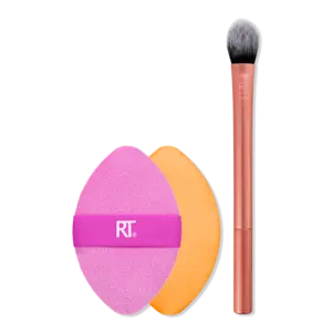 REAL TECHNIQUES Precision Perfection Powder Puff + Makeup Brush Duo - One-color