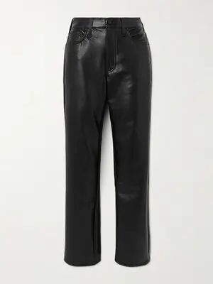 MOTHER The Smarty Recycled Patent-leather Straight-leg Pants