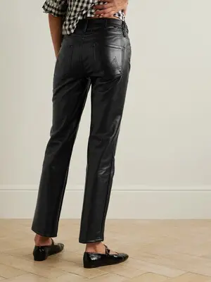 MOTHER The Smarty Recycled Patent-leather Straight-leg Pants