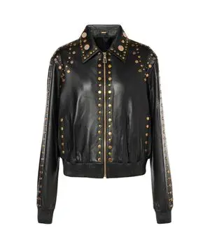 Dodo Bar Or Hihi Embellished Leather Bomber Jacket
