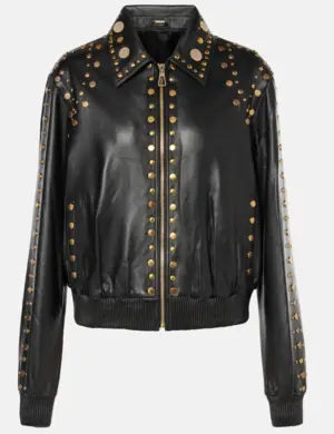 Dodo Bar Or Hihi Embellished Leather Bomber Jacket