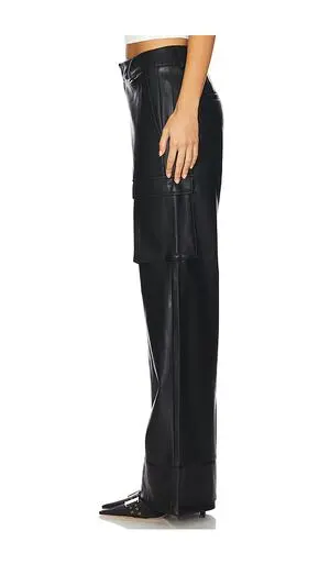 SEROYA Fifer Faux Leather Low Rise Cargo Pant