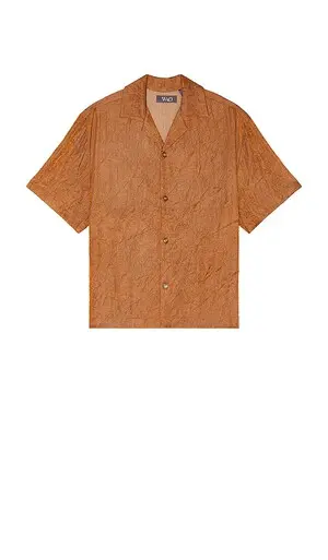 WAO Crinkled Short Sleeve Shirt - Brown