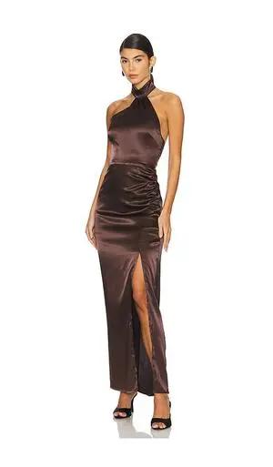MORE TO COME Darcey Maxi Dress - Dark Brown