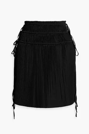 Helmut Lang Plissé Satin-crepe Mini Skirt