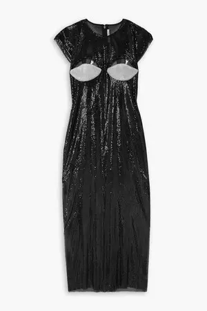 CHRISTOPHER KANE The Goodbye Cutout Crystal-embellished Chainmail Midi Dress