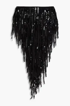 Rick Owens Fringed Sequined Silk Mini Skirt