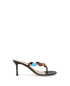 GIANVITO ROSSI Shanti Thong 70 Mules - Black Suede And Nappa