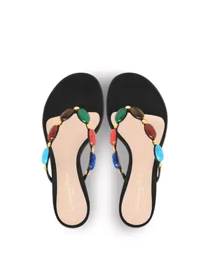 GIANVITO ROSSI Shanti Thong 70 Mules - Black Suede And Nappa