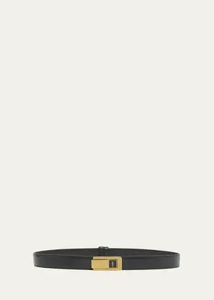 Saint Laurent YSL Skinny Leather Belt 1000 Black