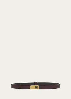 Saint Laurent YSL Skinny Leather Belt 6725 Hot Wine
