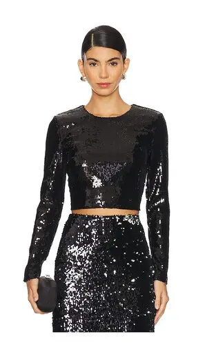 L'Agence Rogan Crop Sequin Top