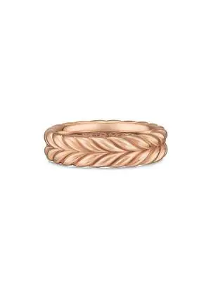 David Yurman Chevron Band Ring In 18k Rose 6.2mm - Gold