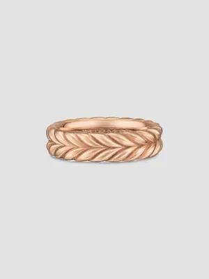 David Yurman Chevron Band Ring In 18k Rose 6.2mm - Gold
